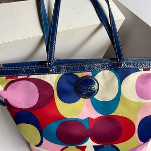 Coach | Bags | Coach F5183 Multicolor Scarf Print Tote | Poshmark